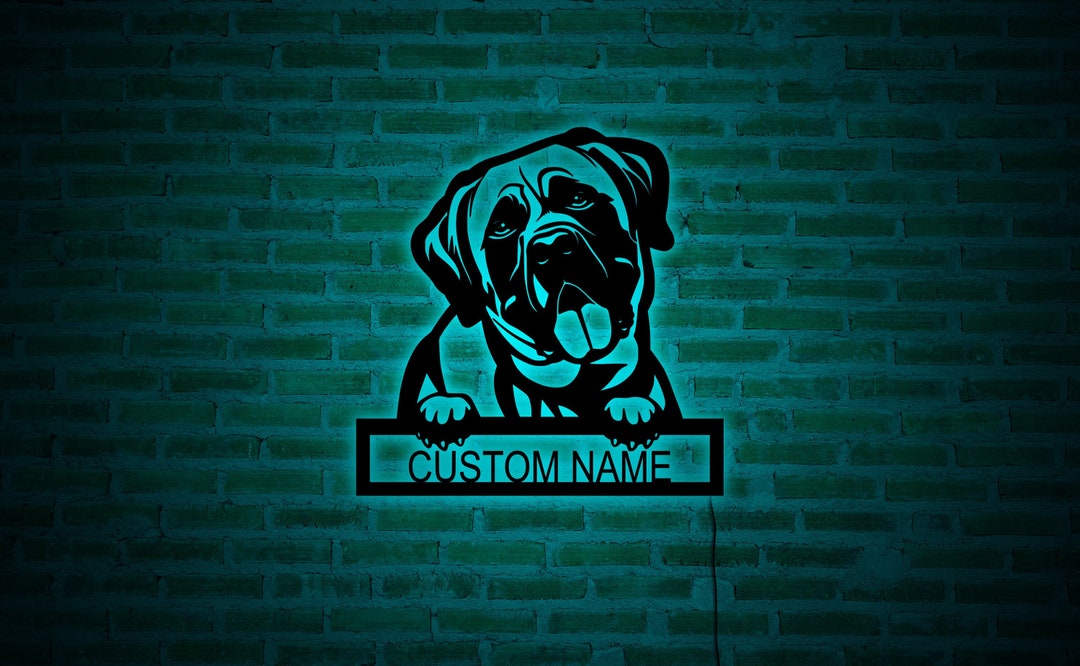 Custom English Mastiff Dog Wall Art With LED Lights, Mastiff Lovers ...