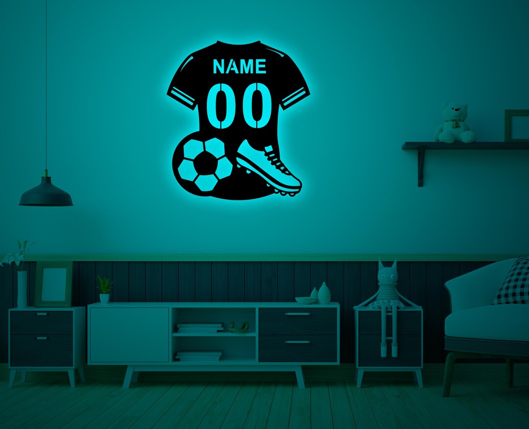 Custom Football Sign With LED Light-football Player Name Sign Art ...