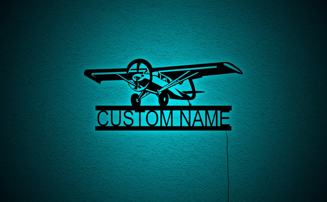Custom Airplane Wall Art With RGB Color, Personalized Plane Name Sign ...
