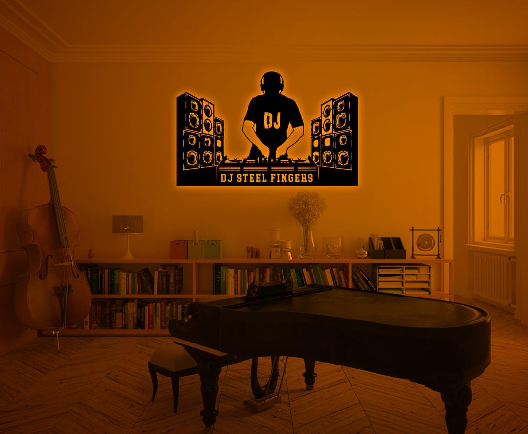 Personalized DJ Disc Jockey RGB Wall Sign- Custom Deejay Name Sign-dee ...
