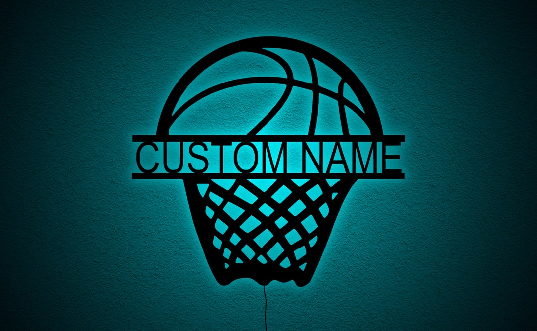 Custom Basketball LED Signs, Personalized Basketball Wall Art With Led ...