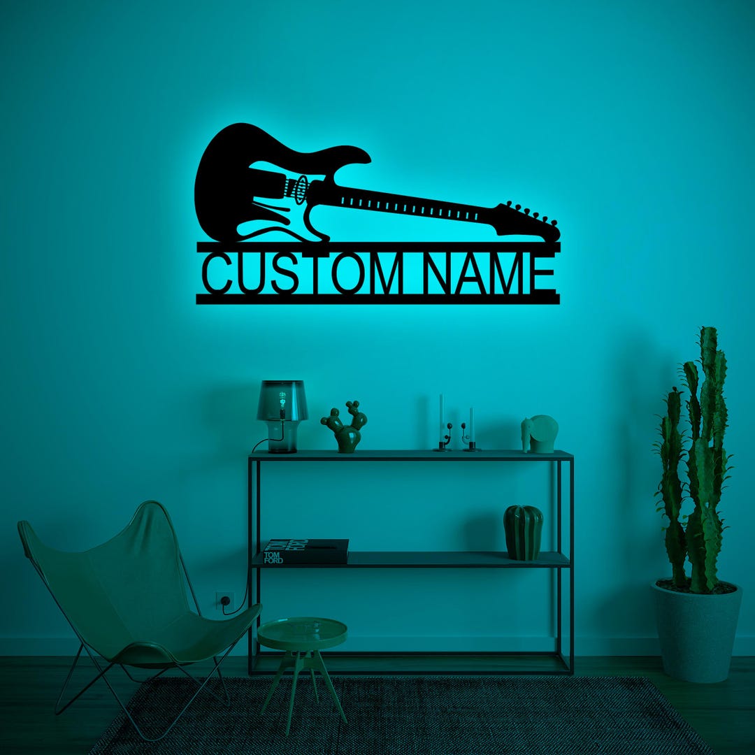 Custom Guitar LED Sign: Personalized Music Studio Wall Decor - Etsy
