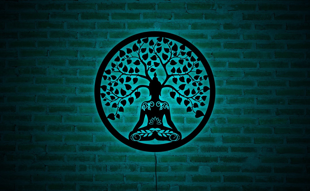 Meditation Tree Wall Art With LED Light, Meditation Tree Decor Wall ...