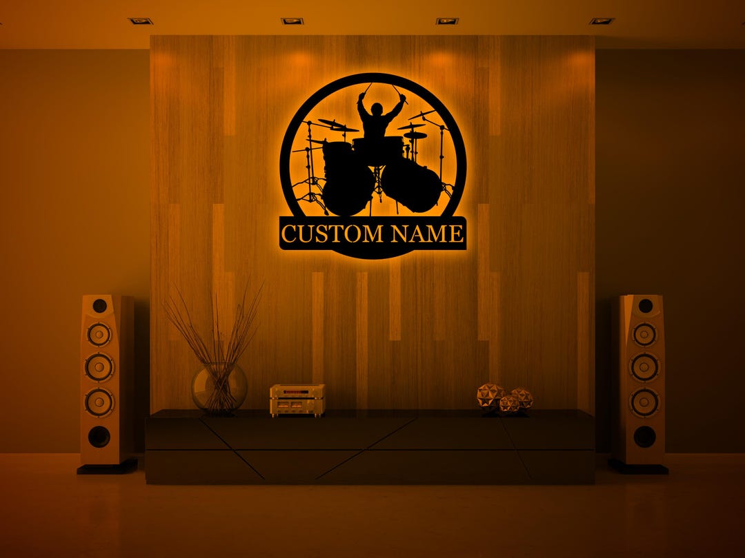 Custom Name Drum Sign With RGB Light-personalized Drummer Name Sign ...
