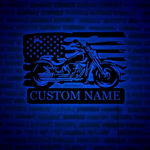 Custom Motorcycle Wood Sign With Lights-personalized Biker Name Signs ...