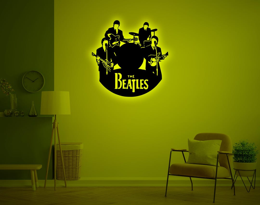 The Beatles Wall Art With RGB LED Lights-the Beatles Light up Wall Sign ...