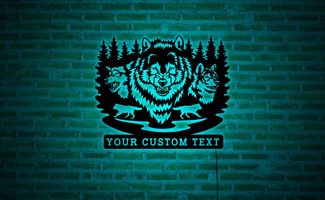 Personalized Wolf Wall Sign Art, Wild Life Wall Decor, Farmhouse Wall ...