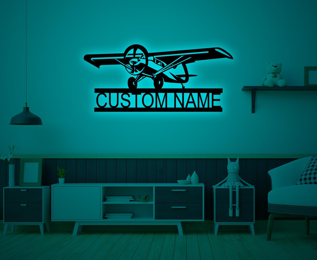 Personalized Aircraft LED Sign: Custom Name RGB Airplane Wall ...