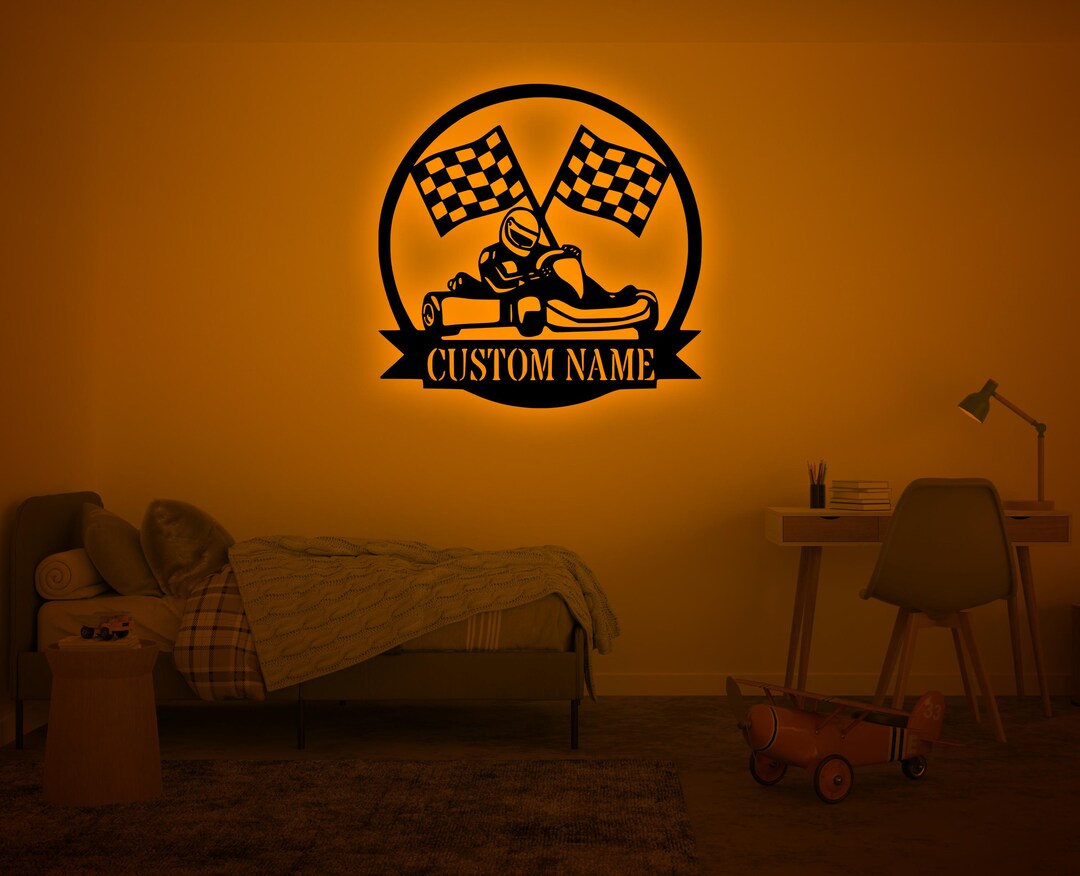 Personalized Go Kart RGB Led Wall Sign-light up Custom Name Go Kart ...