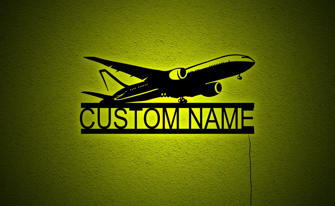 Custom Airplane Wall Art With RGB Color, Personalized Plane Name Sign ...