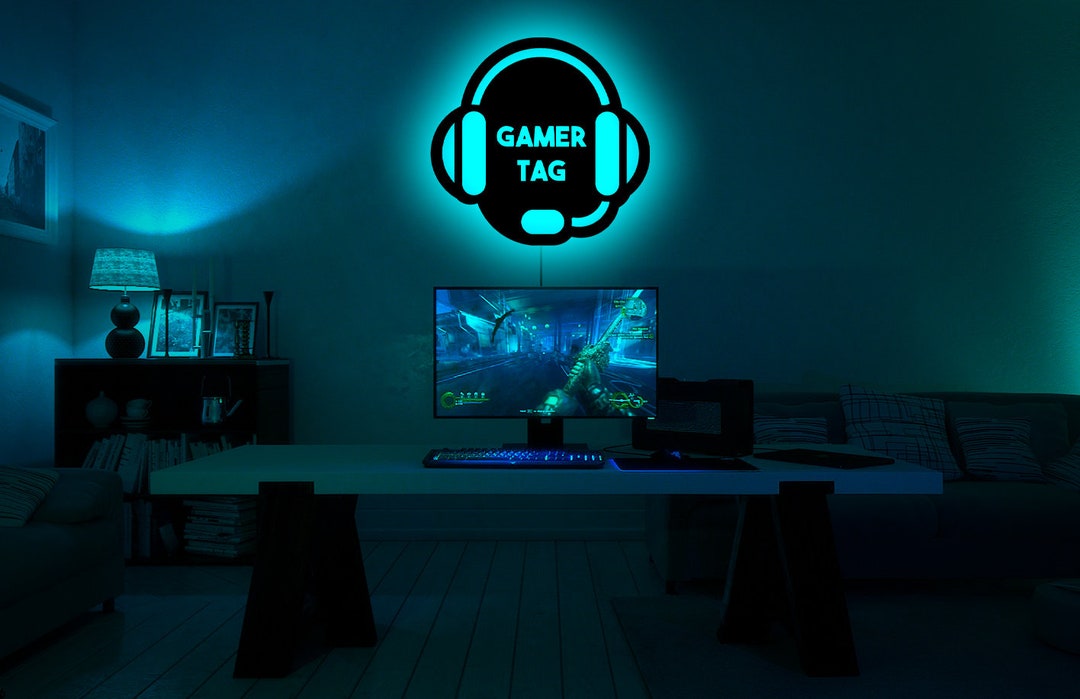 Custom Gamer Tag Wall Art With LED Light, Personalized Gamer Name Sign ...