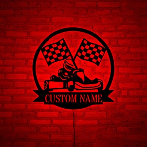 Personalized Go Kart Wall Art With LED Lights, Custom Go Kart Racing ...