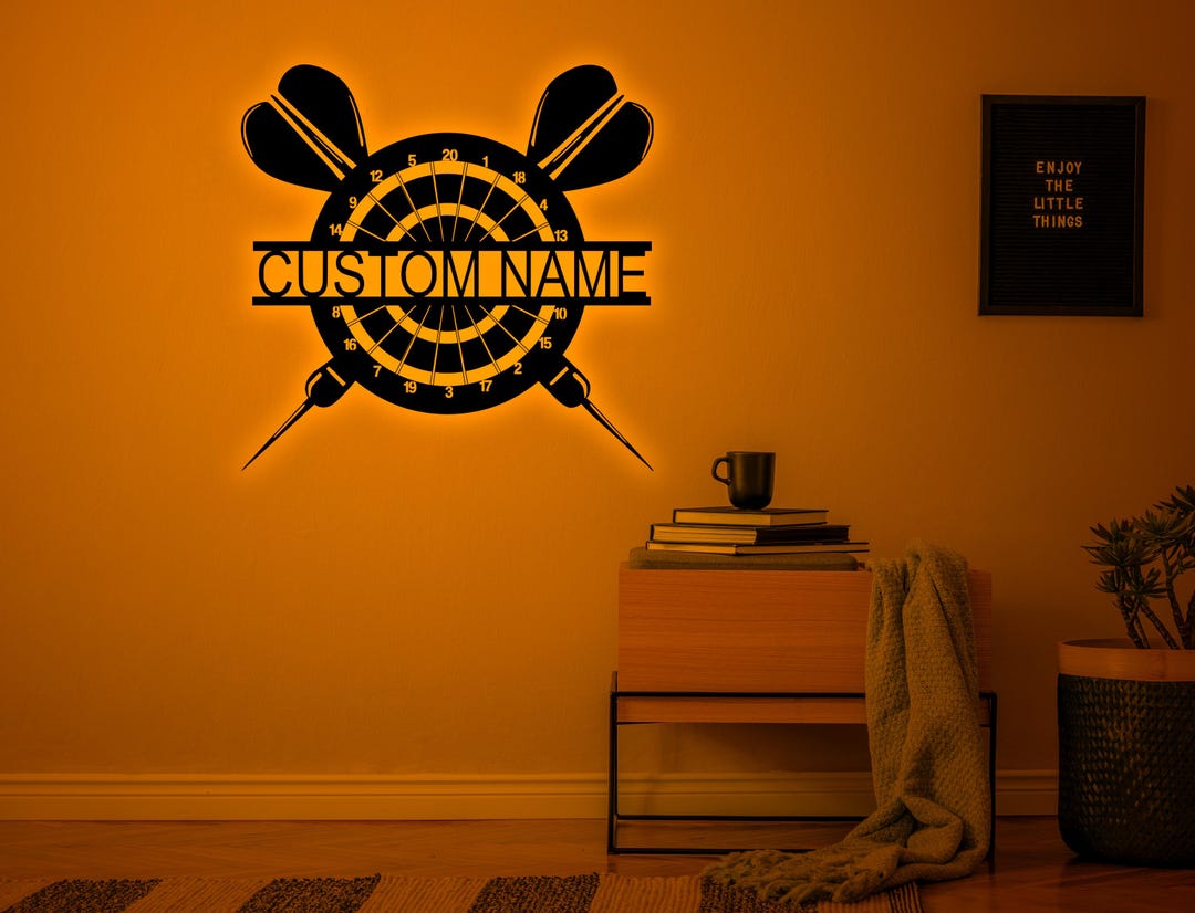 Personalized Darts Monogram Led Light Wall Art-custom Light up Dart ...