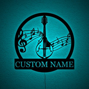Custom Mandolin Wall Art With LED Lights, Personalized Mandolin Decor ...