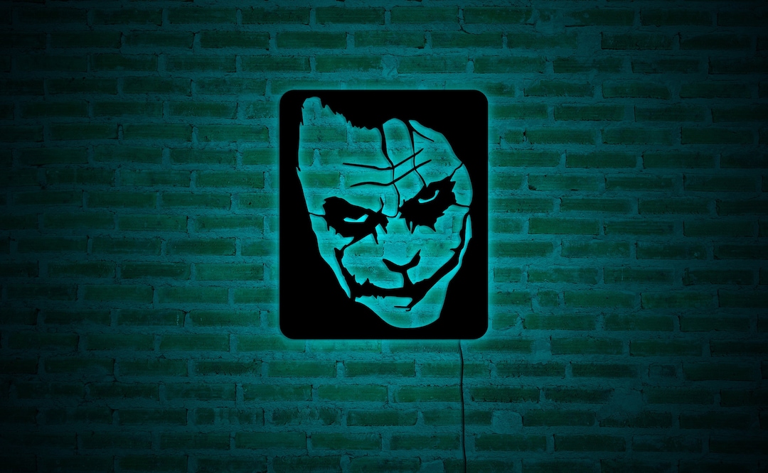 Joker Wall Art With LED Lights, Joker Decor Wall Led Sign, Joker RGB ...