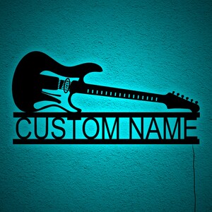 Custom Guitar Wall Art With LED Lights, Personalized Guitar Led Sign ...