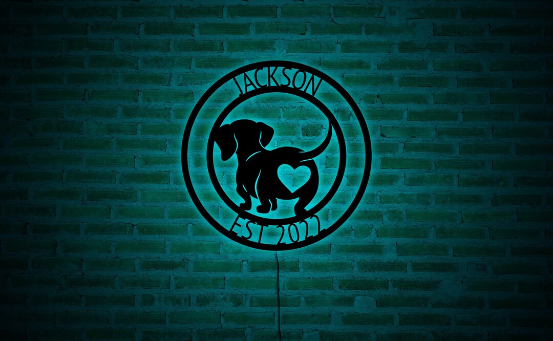 Custom Weiner Dog Wall Art With LED Lights, Personalized Dachshund Gift ...