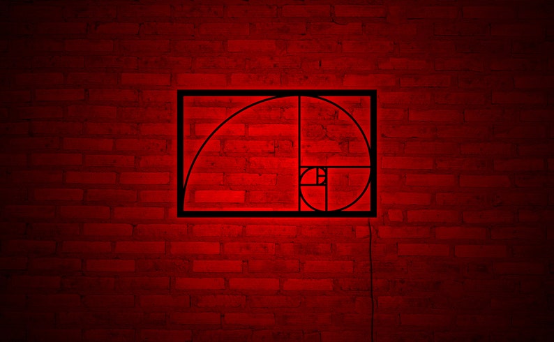 Golden Ratio Fibonacci Spiral Wall Art With LED Light, Fibonacci Wall ...