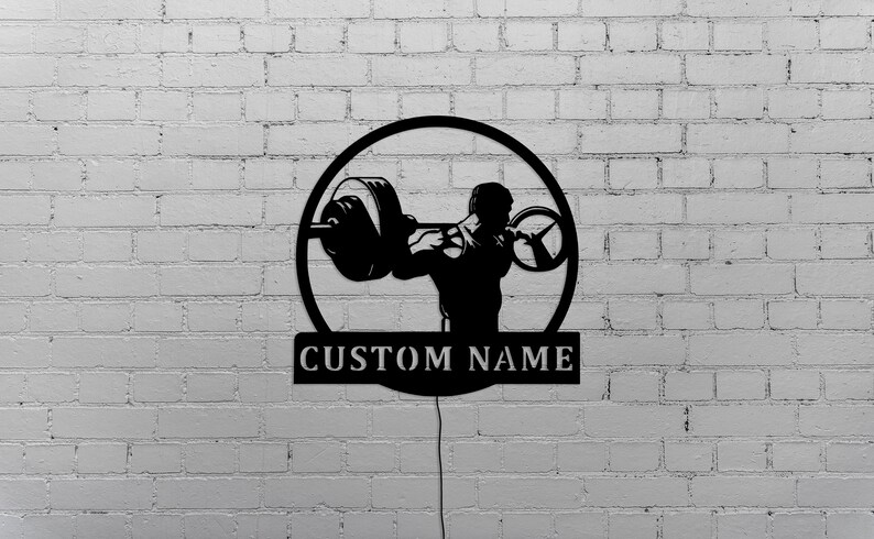 Personalized GYM Wall Art With LED Light, Custom Powerlifting Workout ...