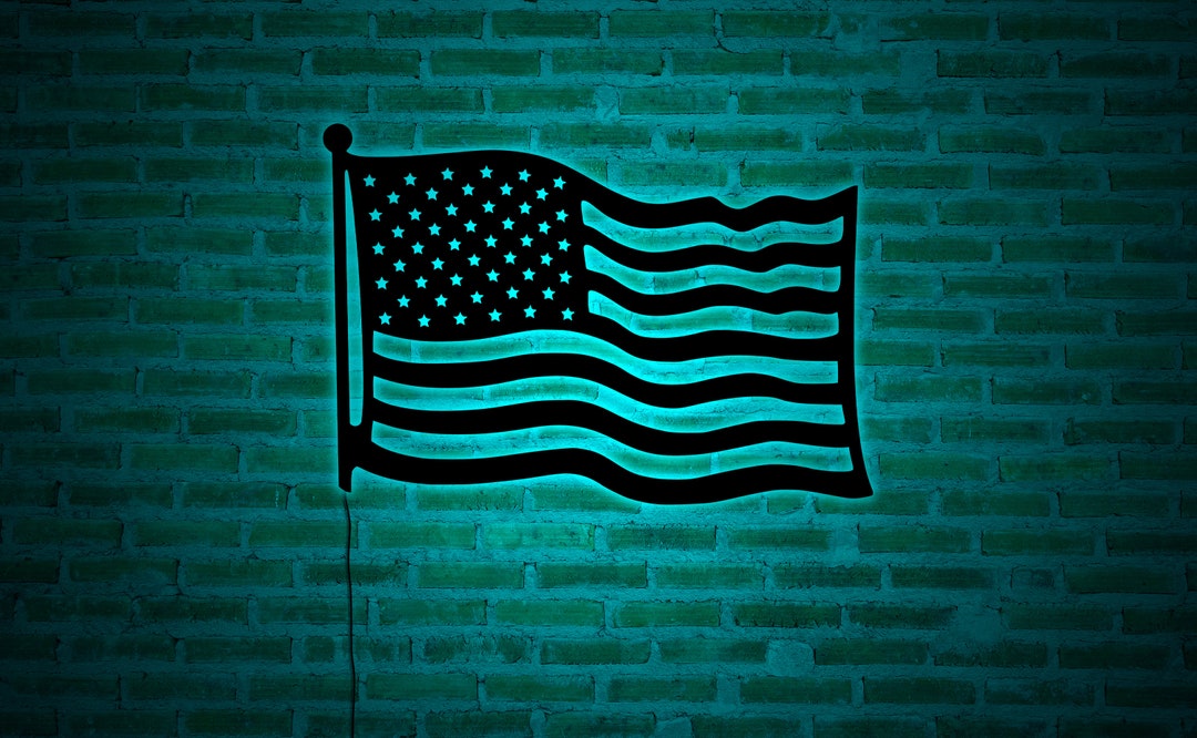 American Flag Wall Lights, American Flag Wall Led Sign, American Flag ...