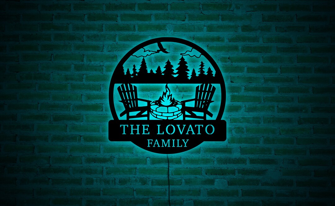 Custom Camping Wall Decor With Led Light, Personalized Camping Led ...