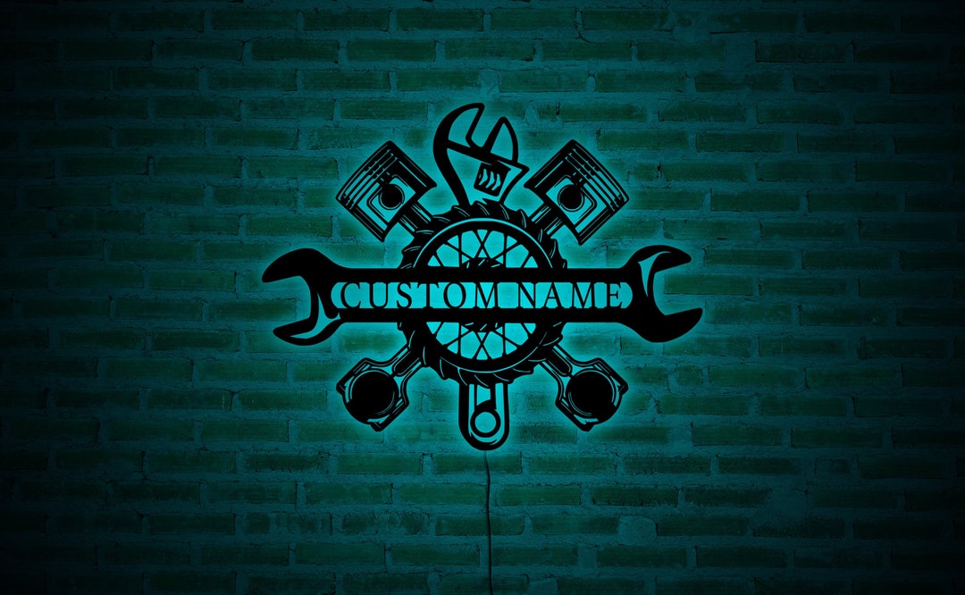Custom Garage Decor With Led Light, Garage Wall Art Light Sign, Man ...