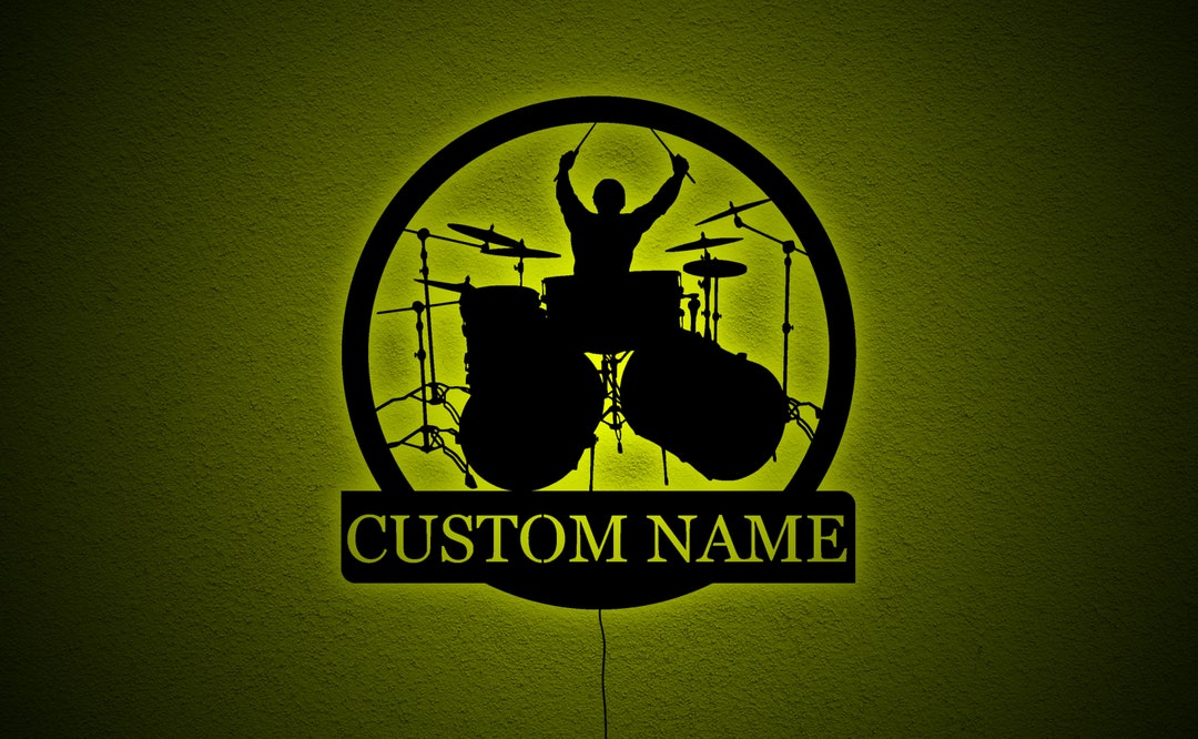 Custom Drummer Led Light, Personalized Drum Wall Art, Drummer Led Sign ...