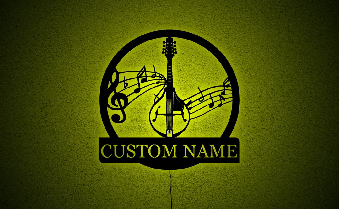Custom Mandolin Wall Art With LED Lights, Personalized Mandolin Decor ...