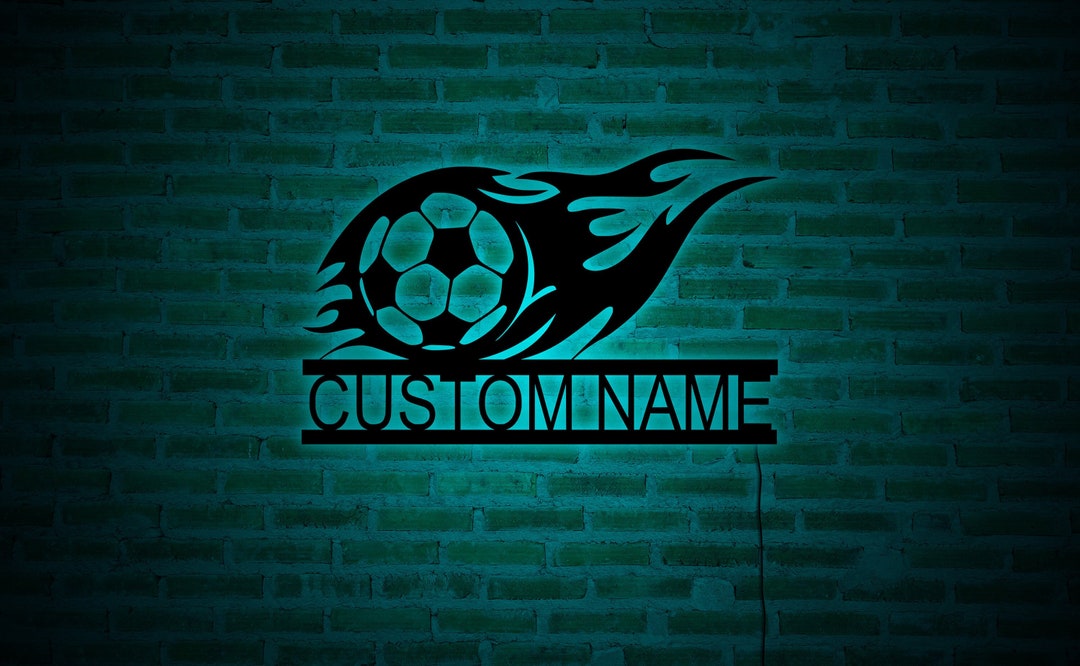 Custom Football Wall Art With LED Lights, Personalized Football Decor ...