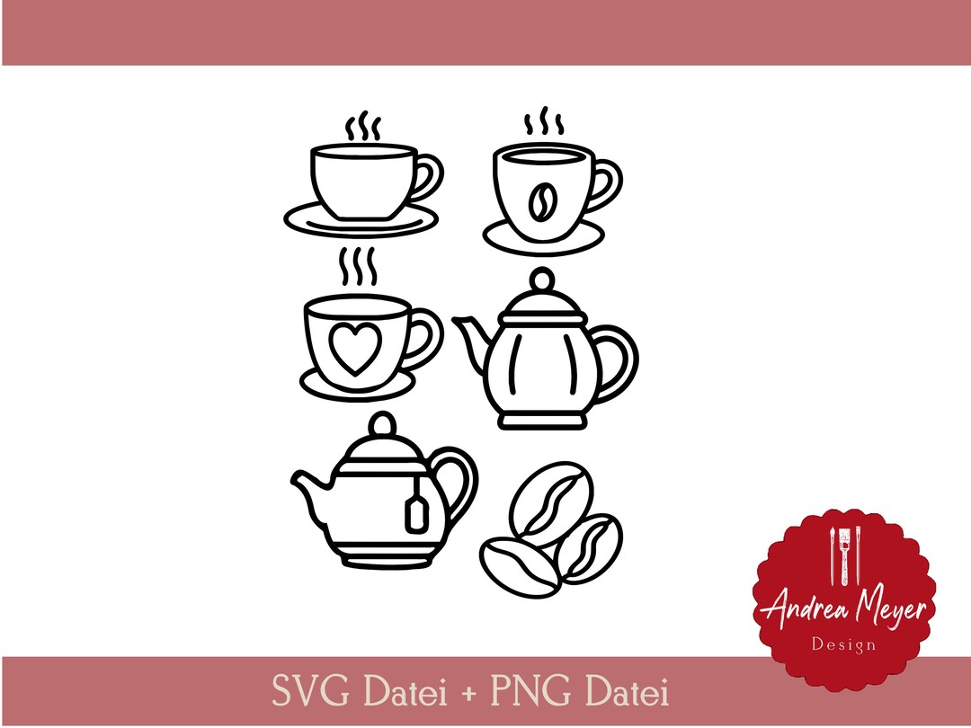 SVG PNG Datei 'Kaffee oder Tee' Kafeekanne, Teekanne, Kaffetasse, Teetasse, Kanne, Tasse, Kaffee ...