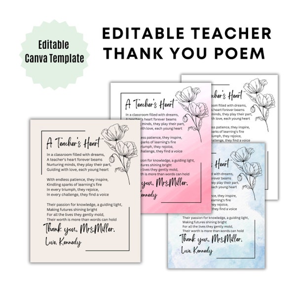 Teacher Poem - Etsy