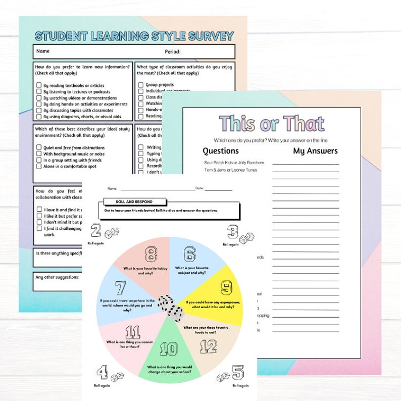 Back to School Student Survey Student Questionnaire Student Learning ...