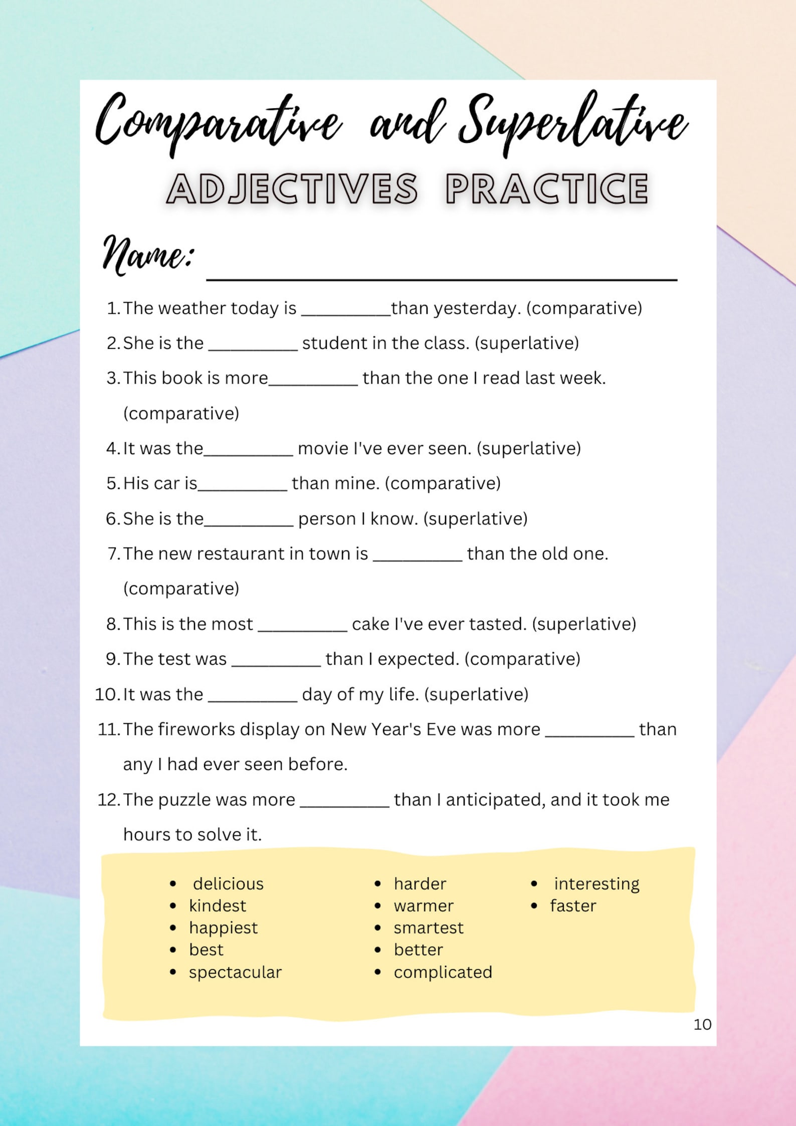Comparative and Superlative Adjectives English Grammar English ...
