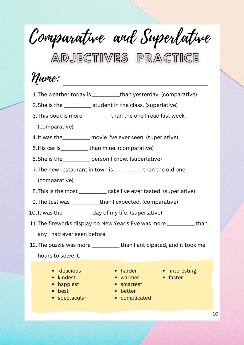 Comparative and Superlative Adjectives English Grammar English ...