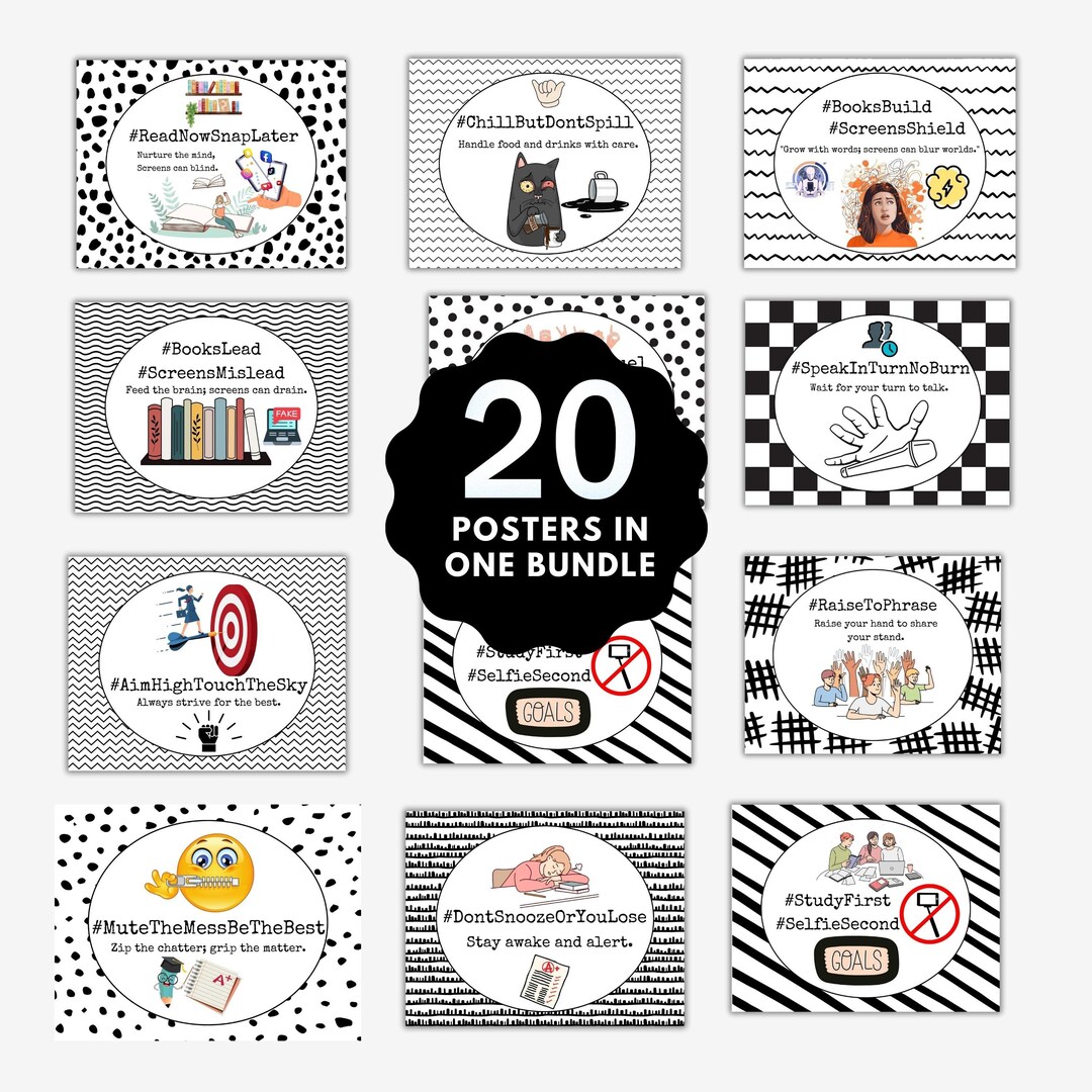 Hashtag Classroom Rules Posters for Bulletin Boards Class - Etsy