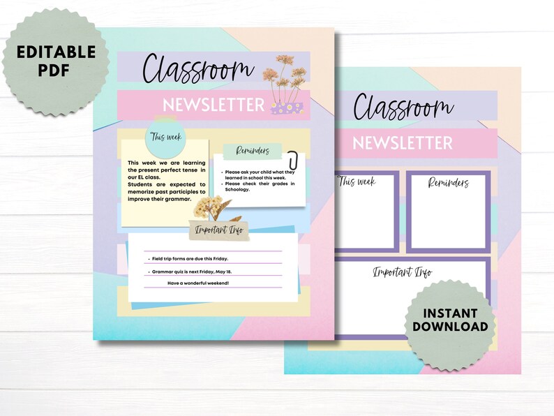Classroom Newsletter Template Monthly Parent Communication Letter - Etsy