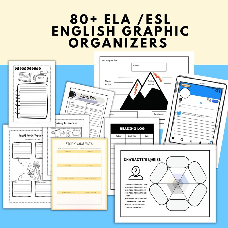 Reading Comprehension Worksheets Graphic Organizer Templates (80+) - Etsy