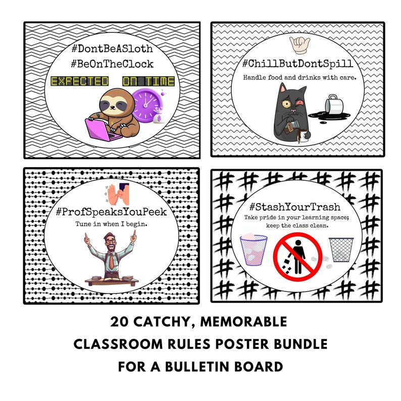 Hashtag Classroom Rules Posters for Bulletin Boards, Class Decor ...