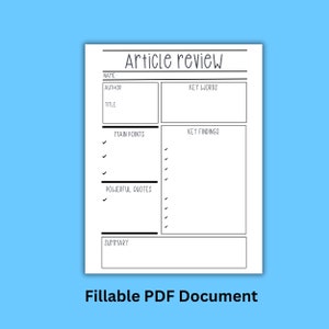 Article Summary Template Student Planner Template Article Print - Etsy