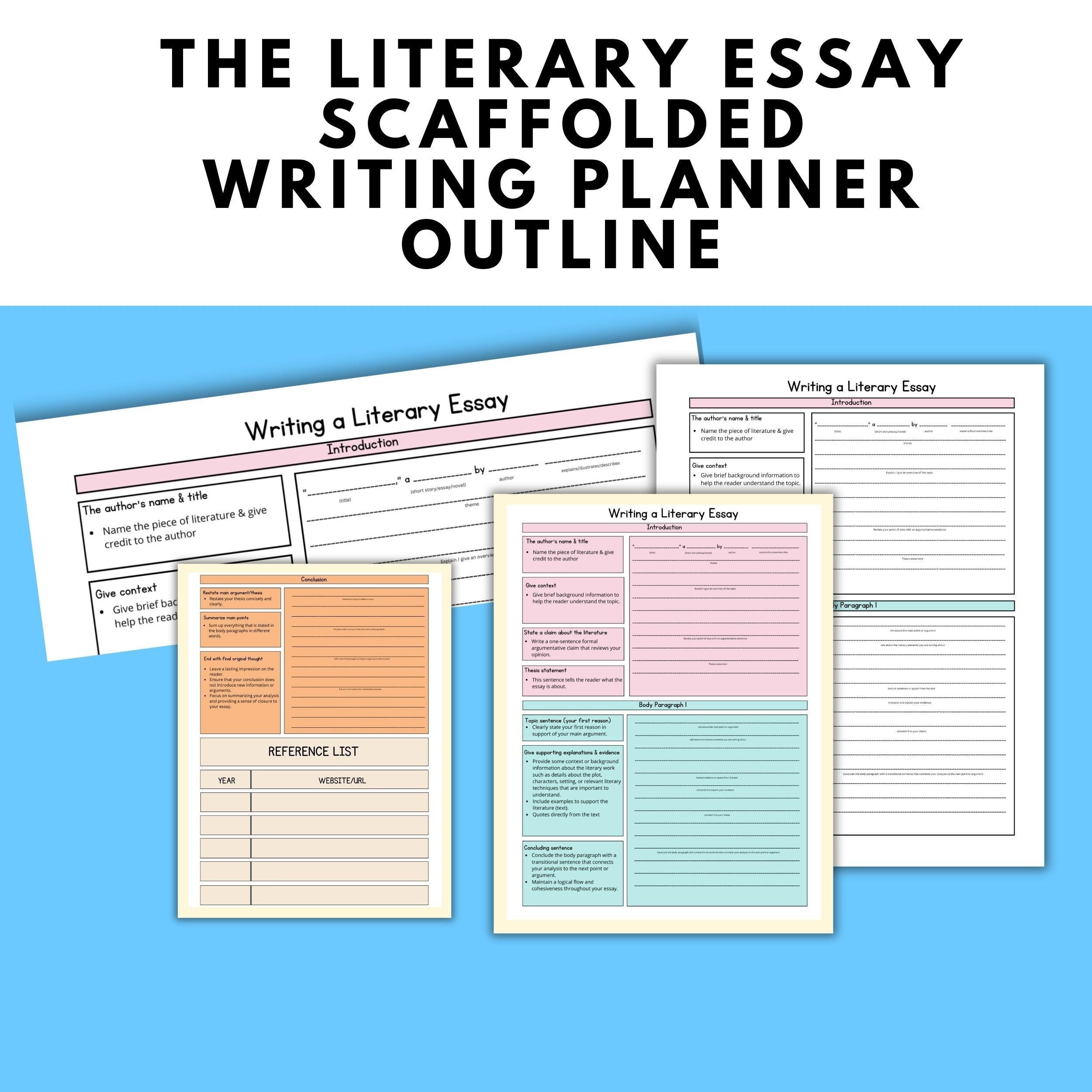 Literary Essay Planner Printable Template Writing Organizer - Etsy