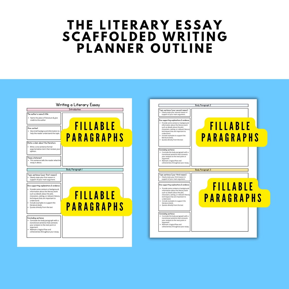 Literary Essay Planner Printable Template Writing Organizer - Etsy