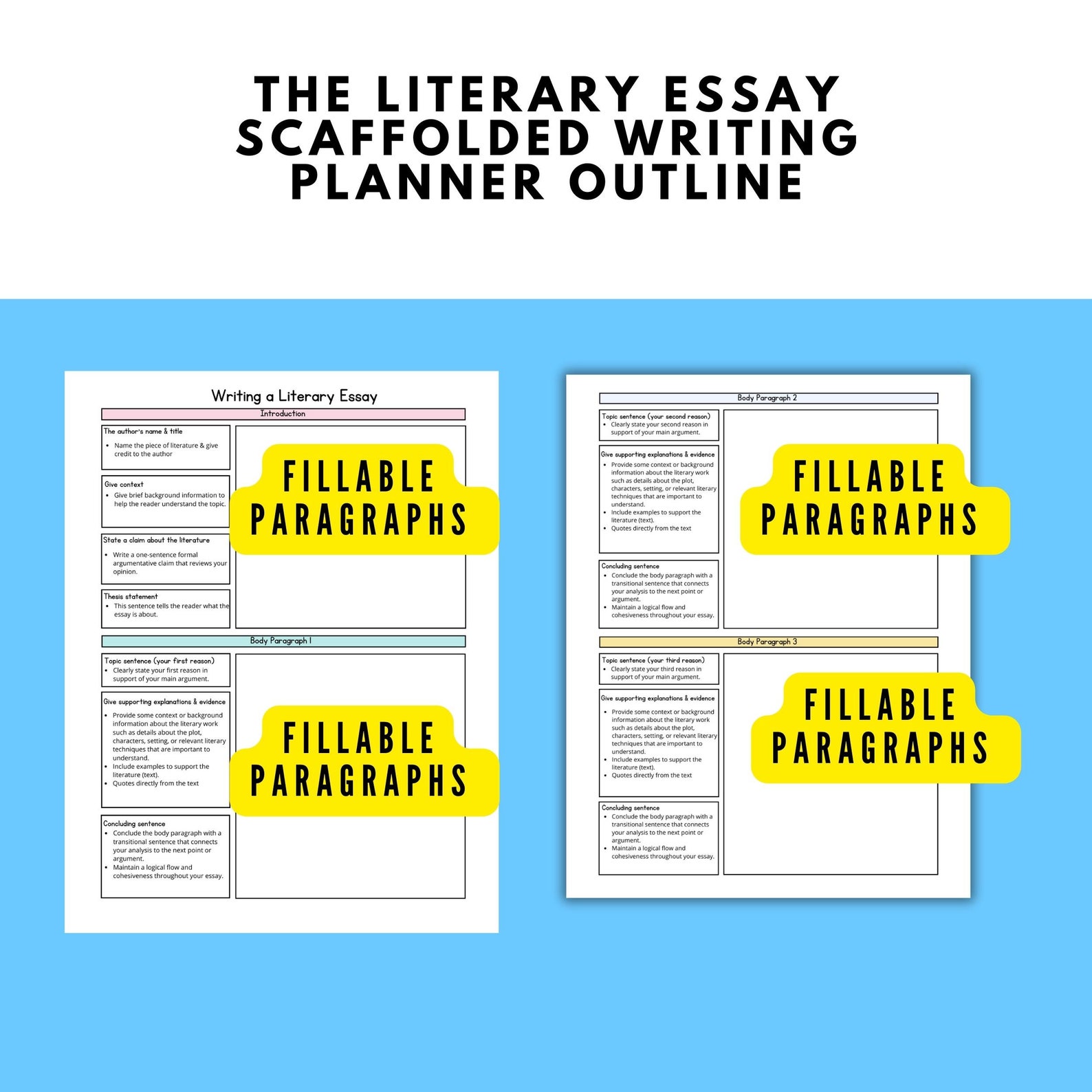 Literary Essay Planner Printable Template Writing Organizer - Etsy