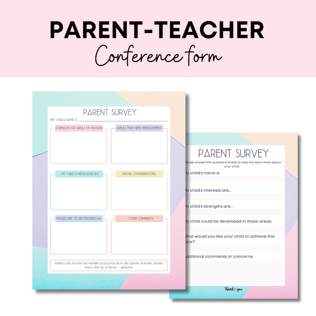 Parent Teacher Conference Form Editable Parent Forms - Etsy
