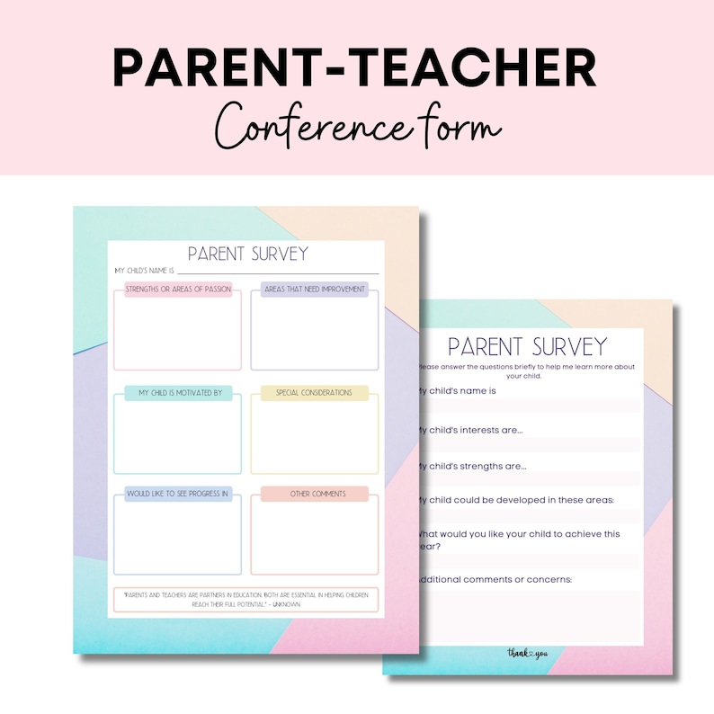 Parent Teacher Conference Form Editable Parent Forms - Etsy