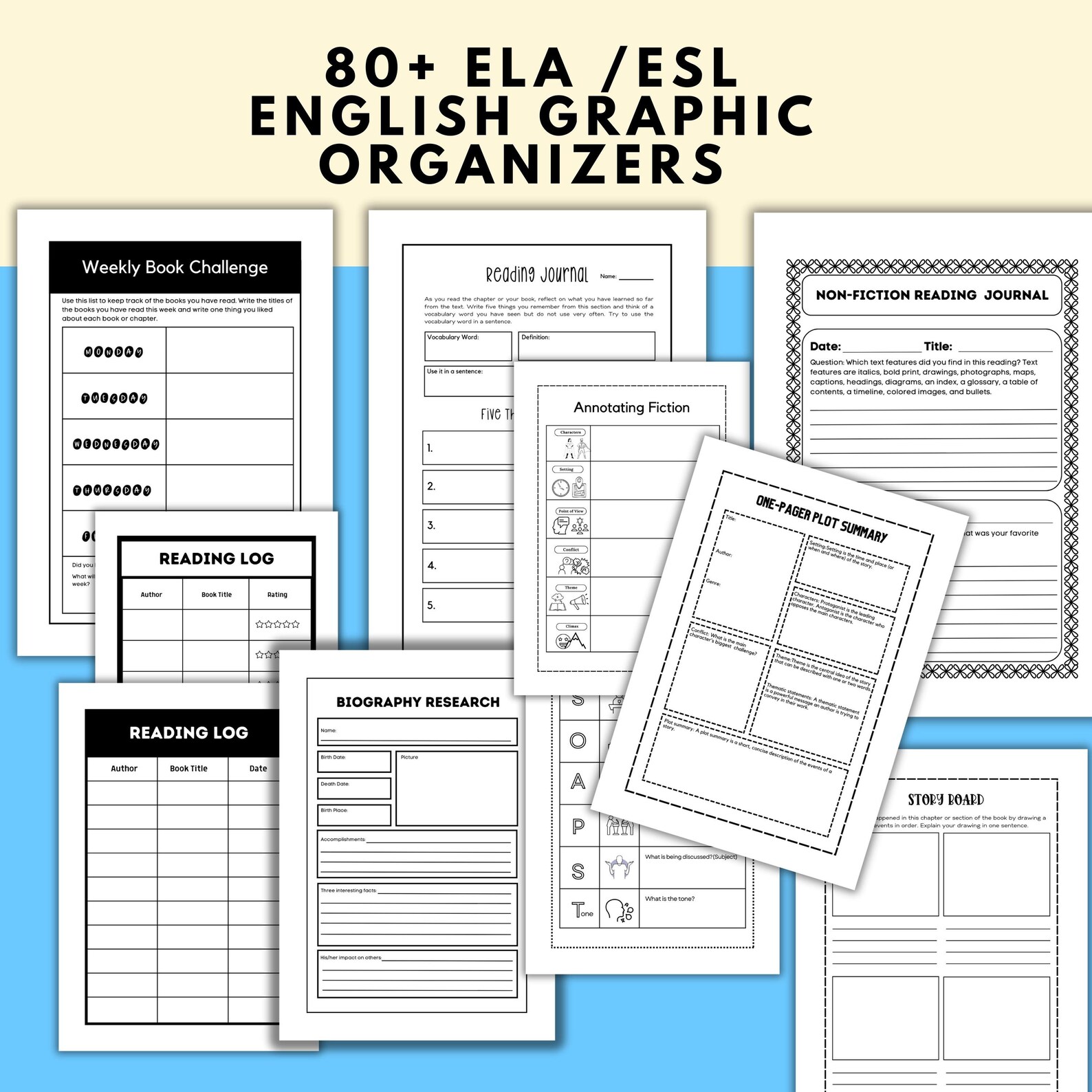 Reading Comprehension Worksheets Graphic Organizer Templates (80+) - Etsy