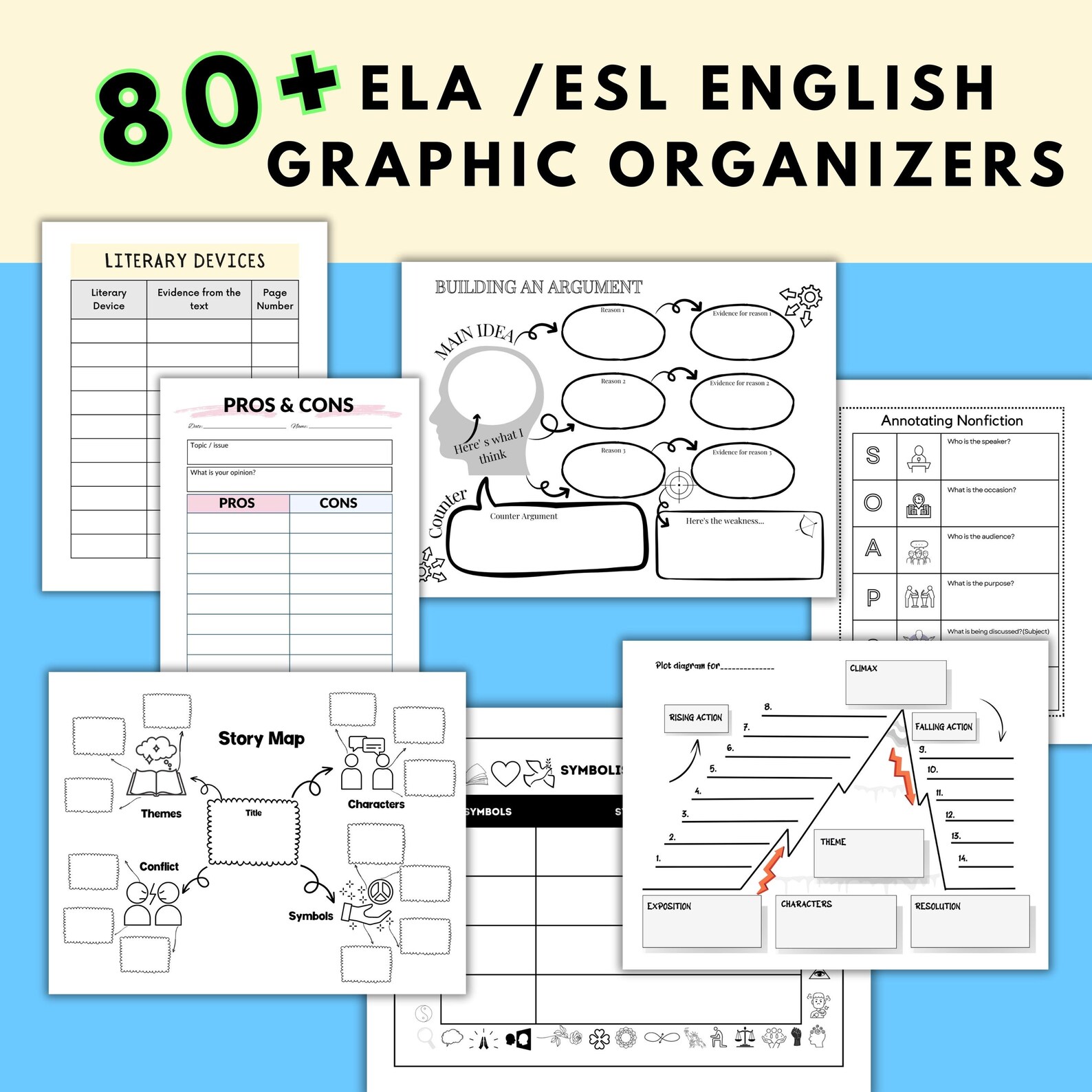 Reading Comprehension Worksheets Graphic Organizer Templates (80+) - Etsy