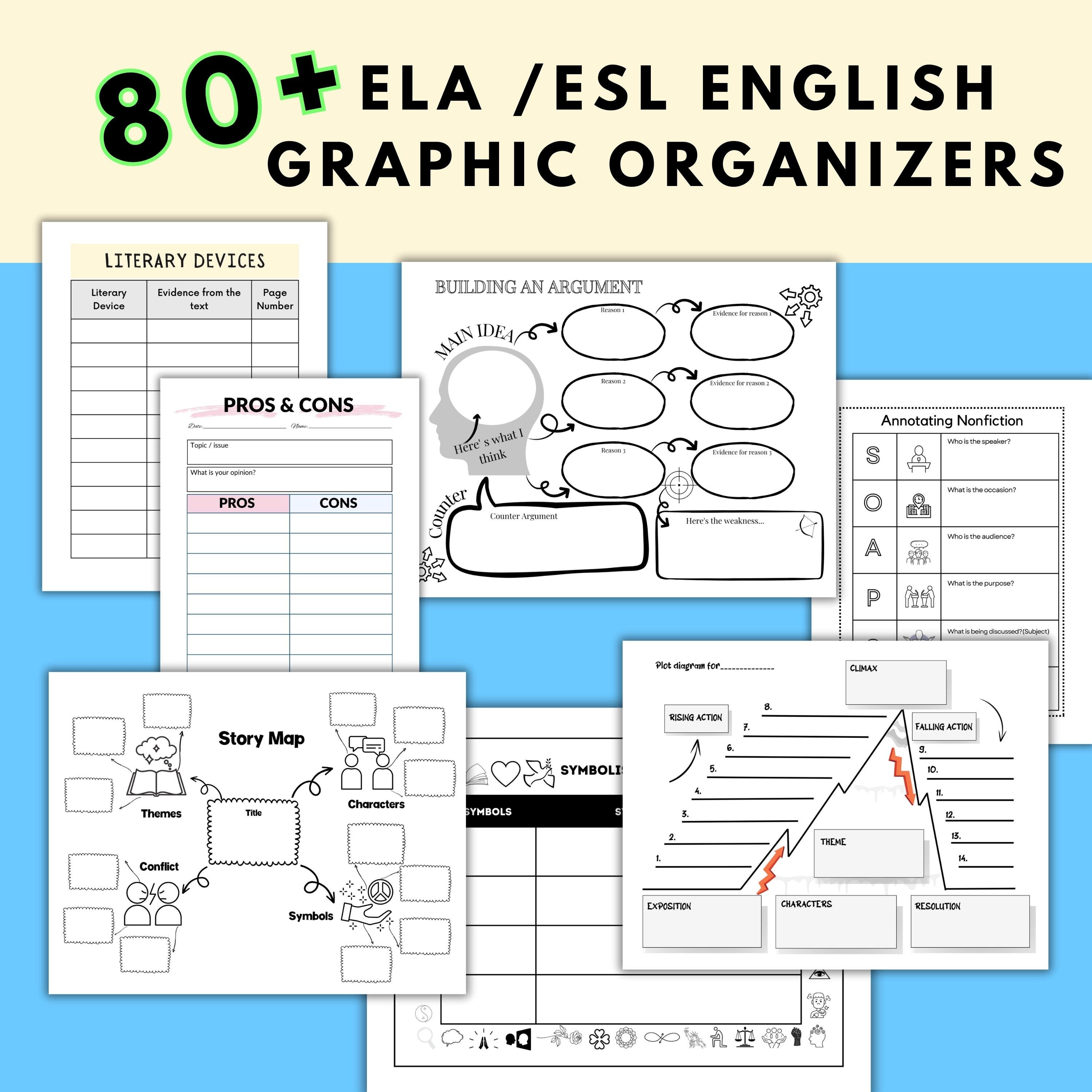 Reading Comprehension Worksheets Graphic Organizer Templates (80+) - Etsy