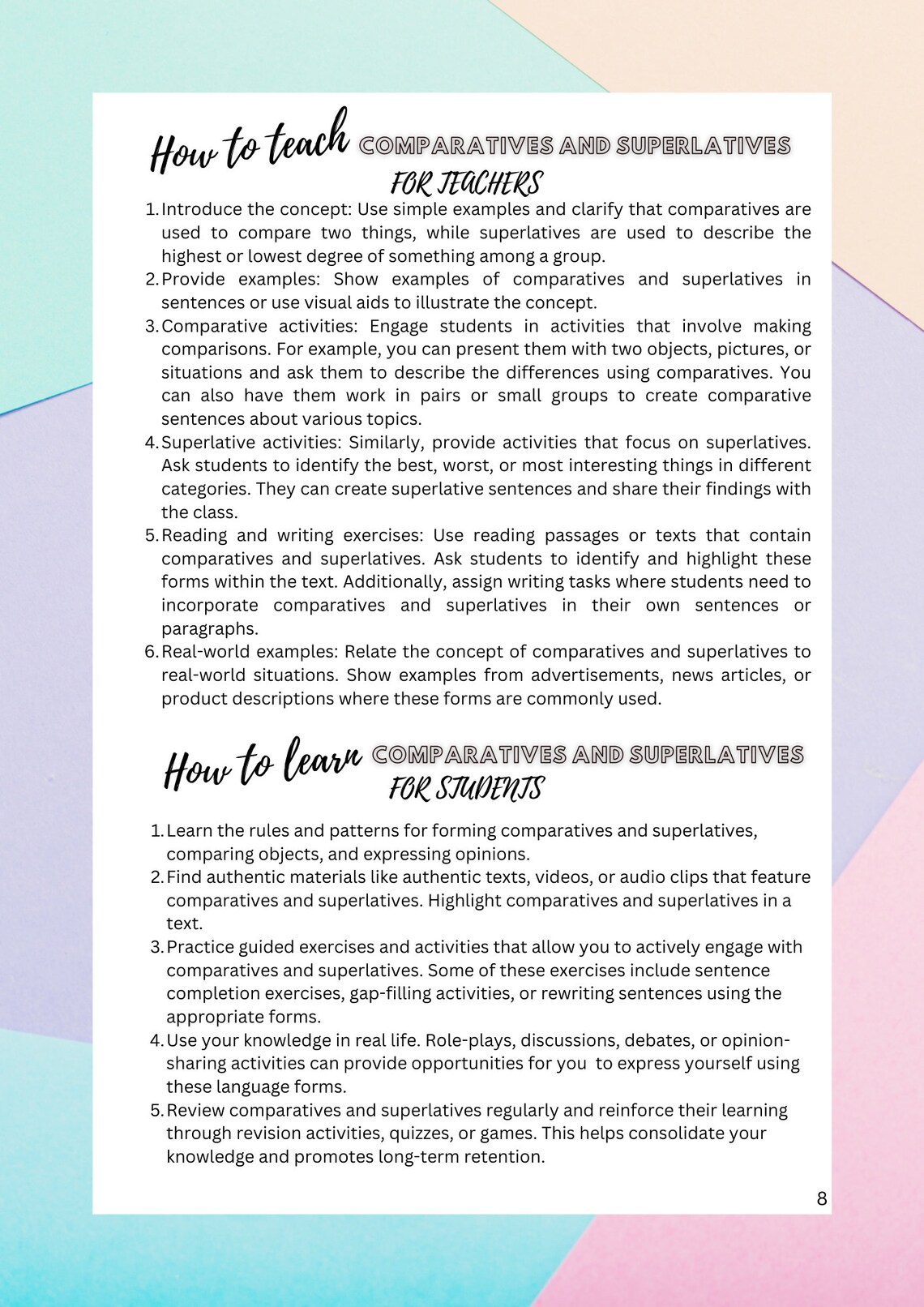 Comparative and Superlative Adjectives English Grammar English ...