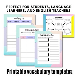 Vocabulary Template Worksheet Vocabulary List Notebook Template Planner ...