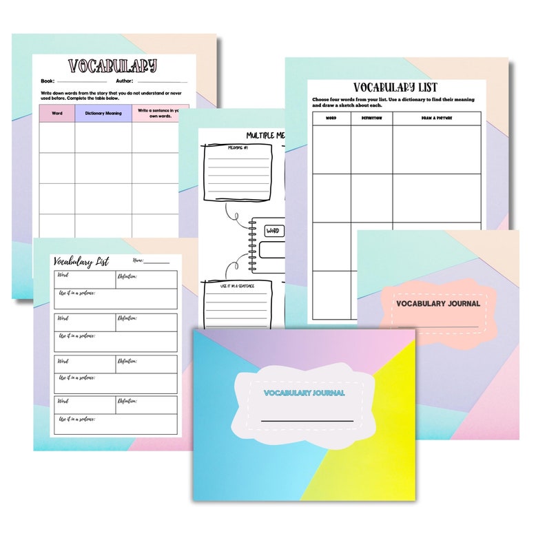 Vocabulary Template Worksheet Vocabulary List Notebook Template Planner ...